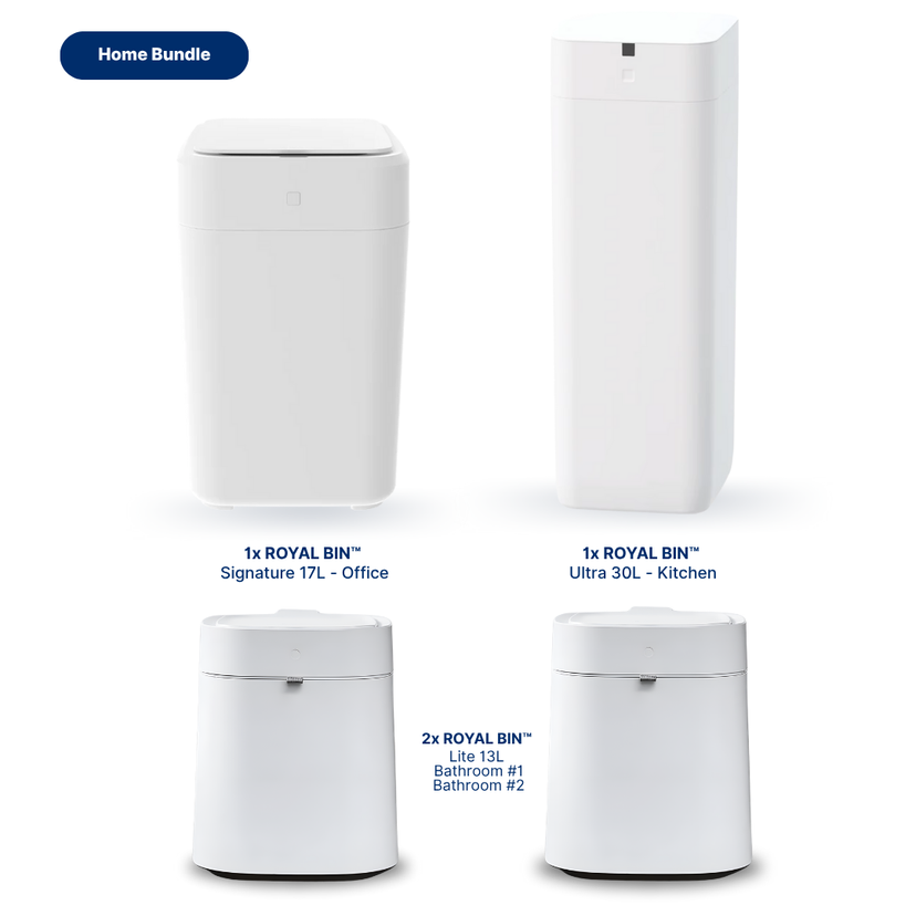 Royal Bin™ GLACIER 17L Smart Trash Can – White Touchscreen Self-Sealing ...
